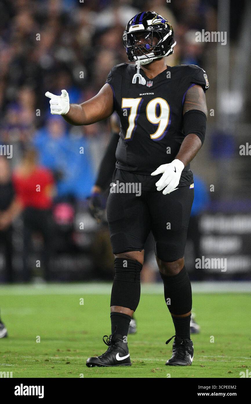 Baltimore Ravens offensive tackle Ronnie Stanley (79) in action during ...