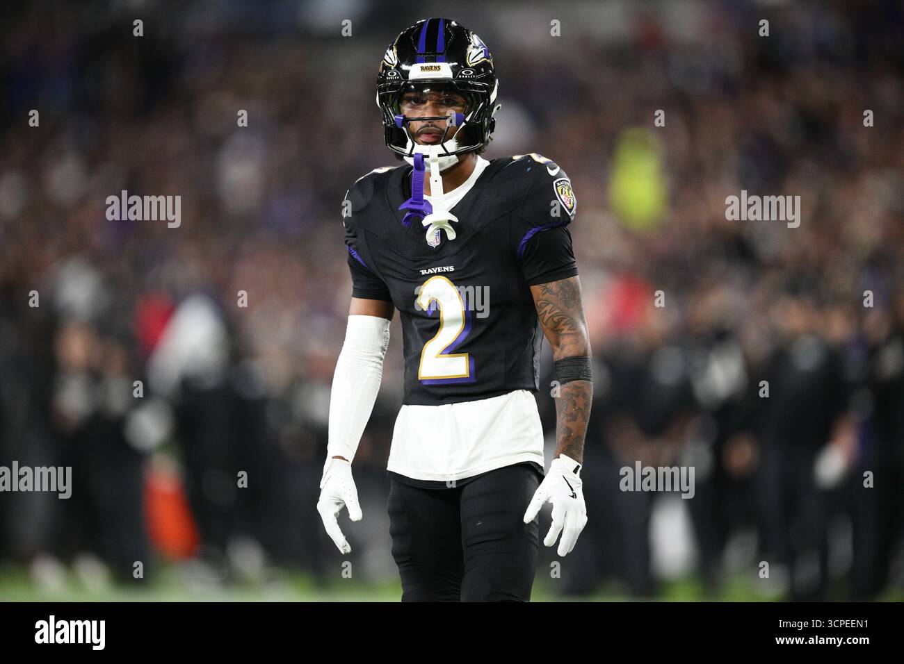 Baltimore Ravens cornerback Nate Wiggins (2) in action during the first ...