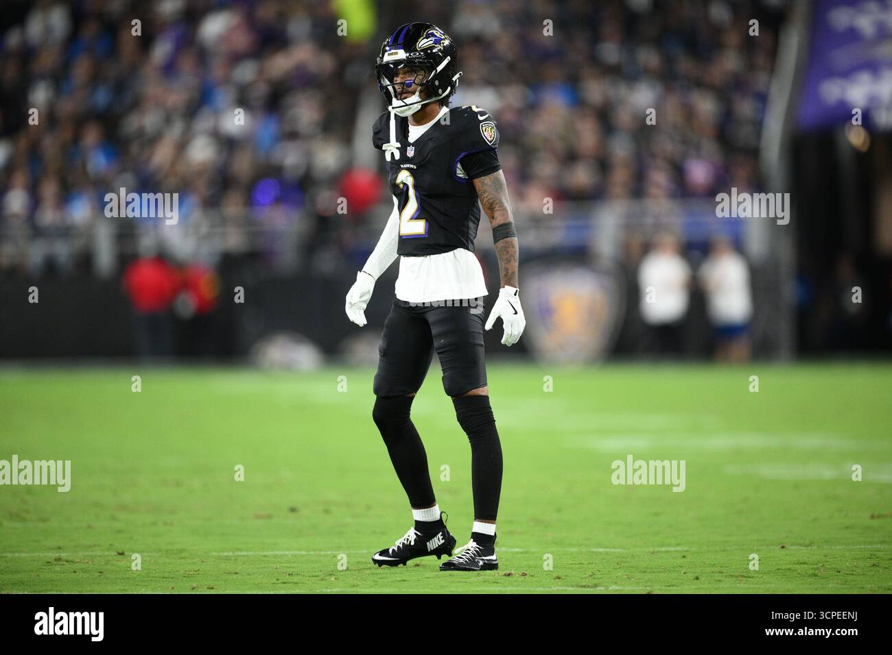 Baltimore Ravens cornerback Nate Wiggins (2) in action during the first ...