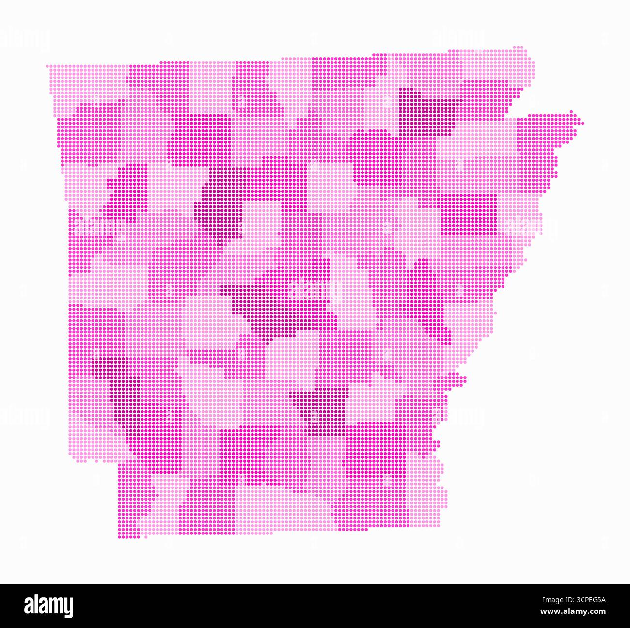 Arkansas dotted map. Digital style map of the state on a white ...