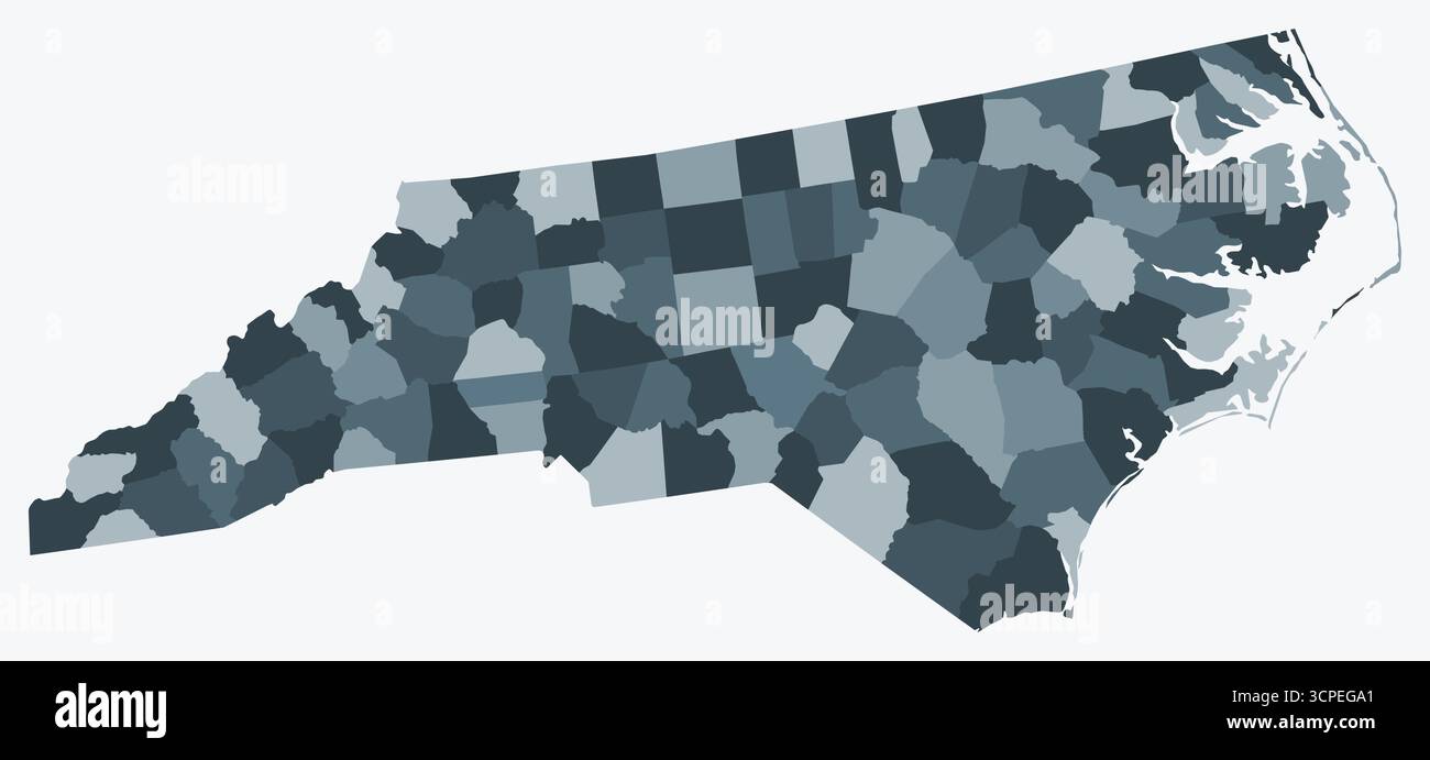 Map of North Carolina with counties. Just a simple state border map ...