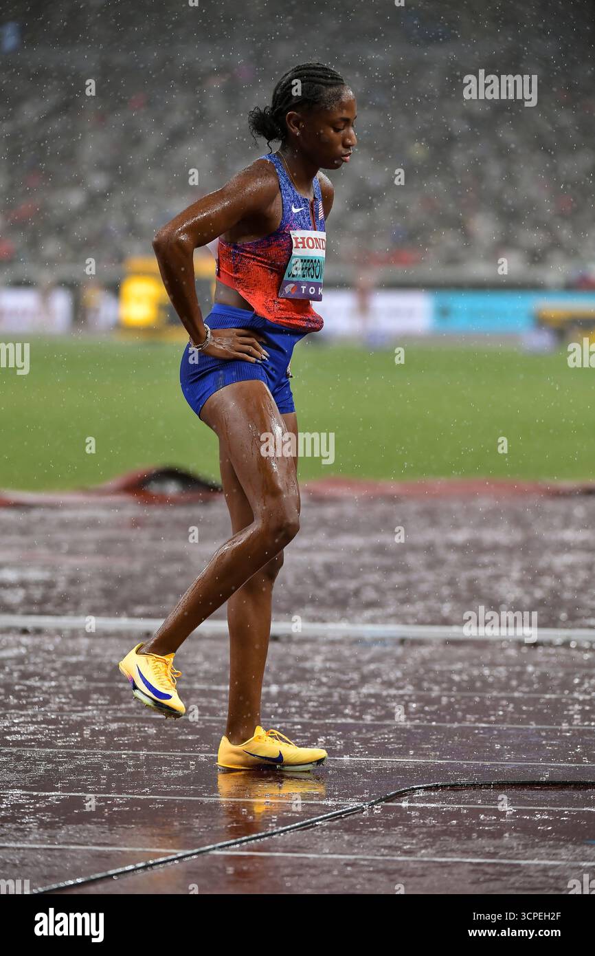 Melissa Jefferson-Wooden of the USA competing in the 4x100m women’s ...