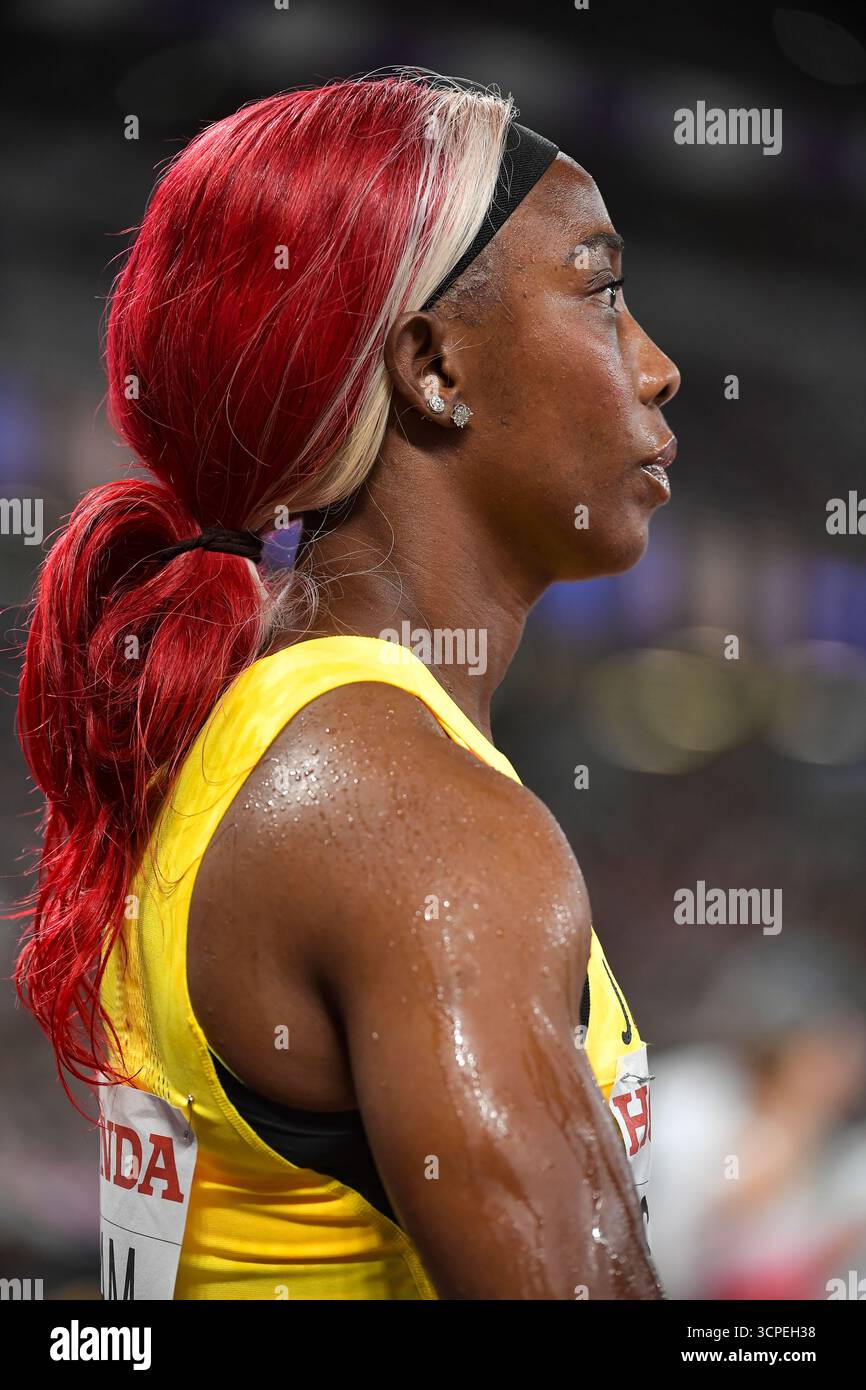 Shelly-Ann Fraser-Pryce of Jamaica competing in the 4x100m women’s ...