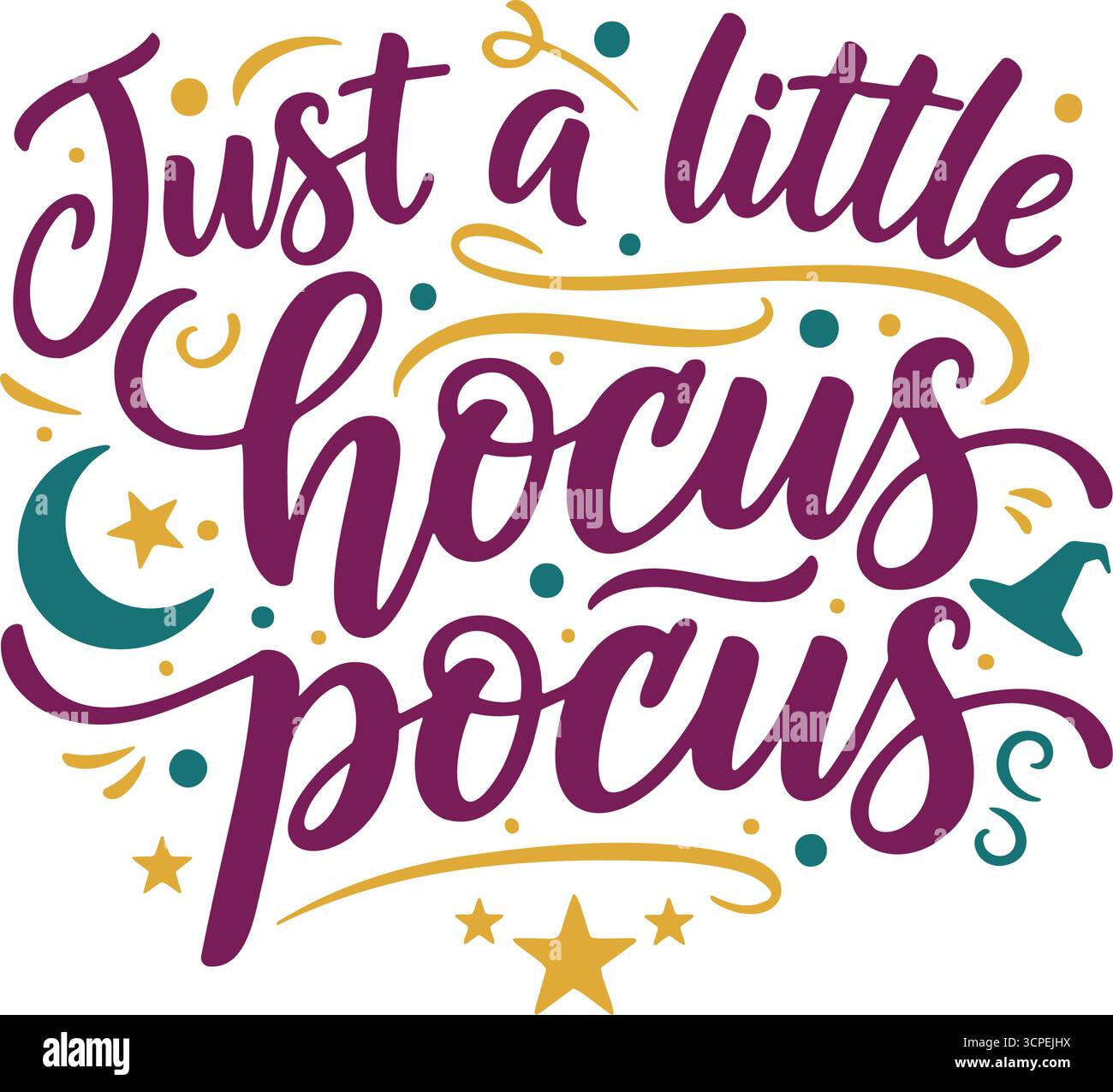 The image is a lettering design saying 'Just a little hocus pocus' with ...
