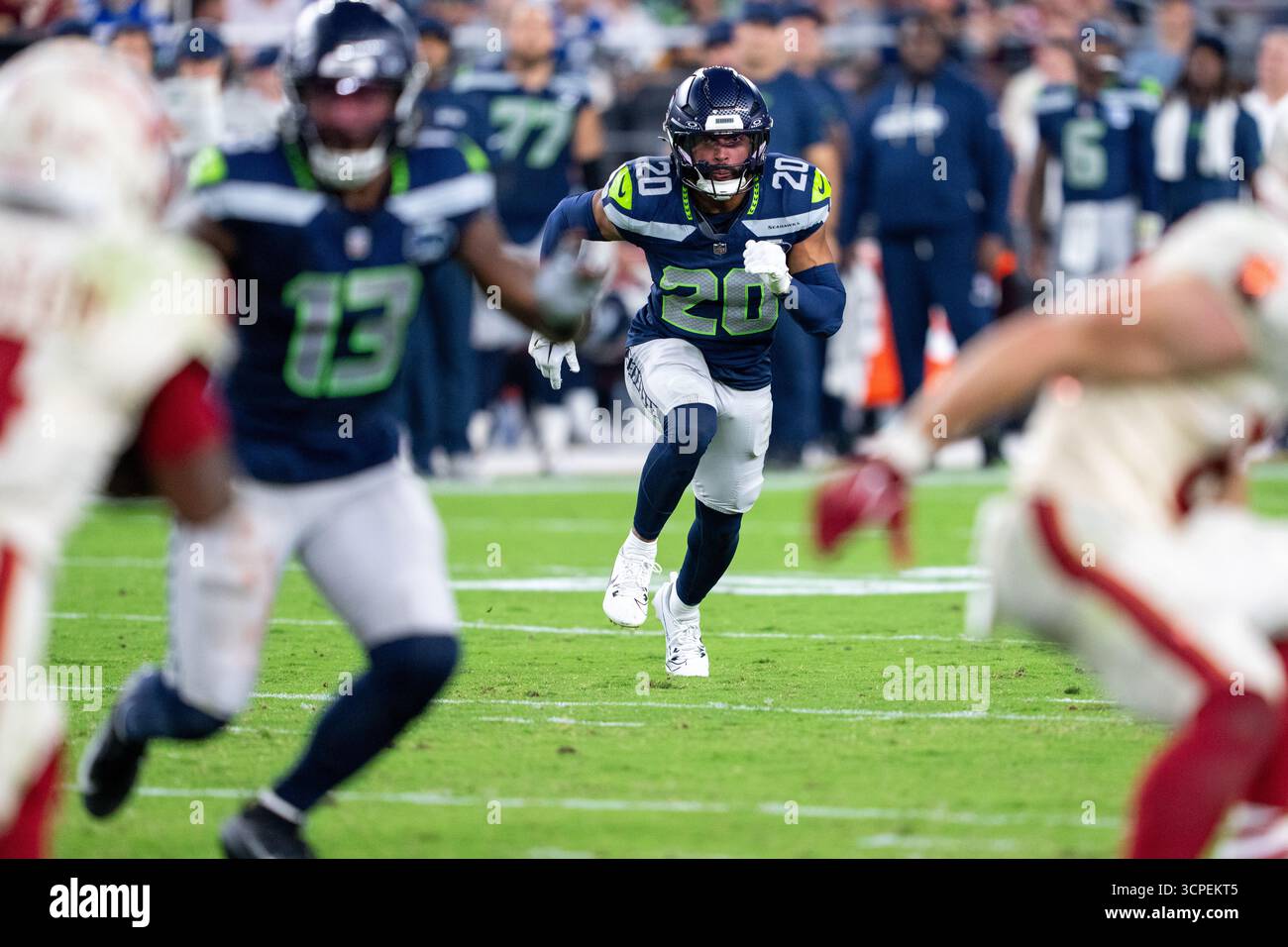 Seattle Seahawks safety Julian Love (20) runs during a NFL football ...