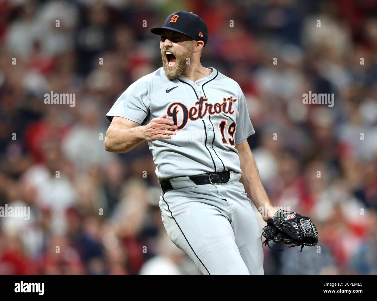 Detroit Tigers Will Vest (19) reacts after defeating the Cleveland ...