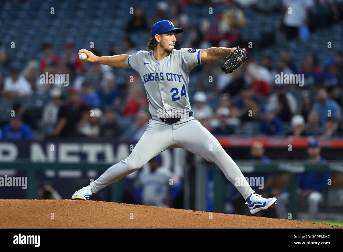 Kansas City Royals pitcher Michael Lorenzen (24) delivers a pitch ...