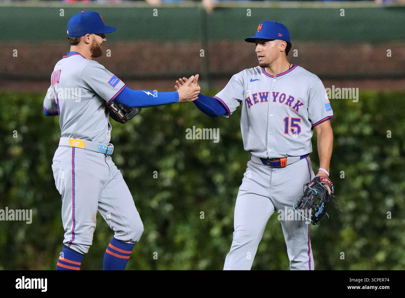 New York Mets left fielder Brandon Nimmo, left, celebrates with center ...