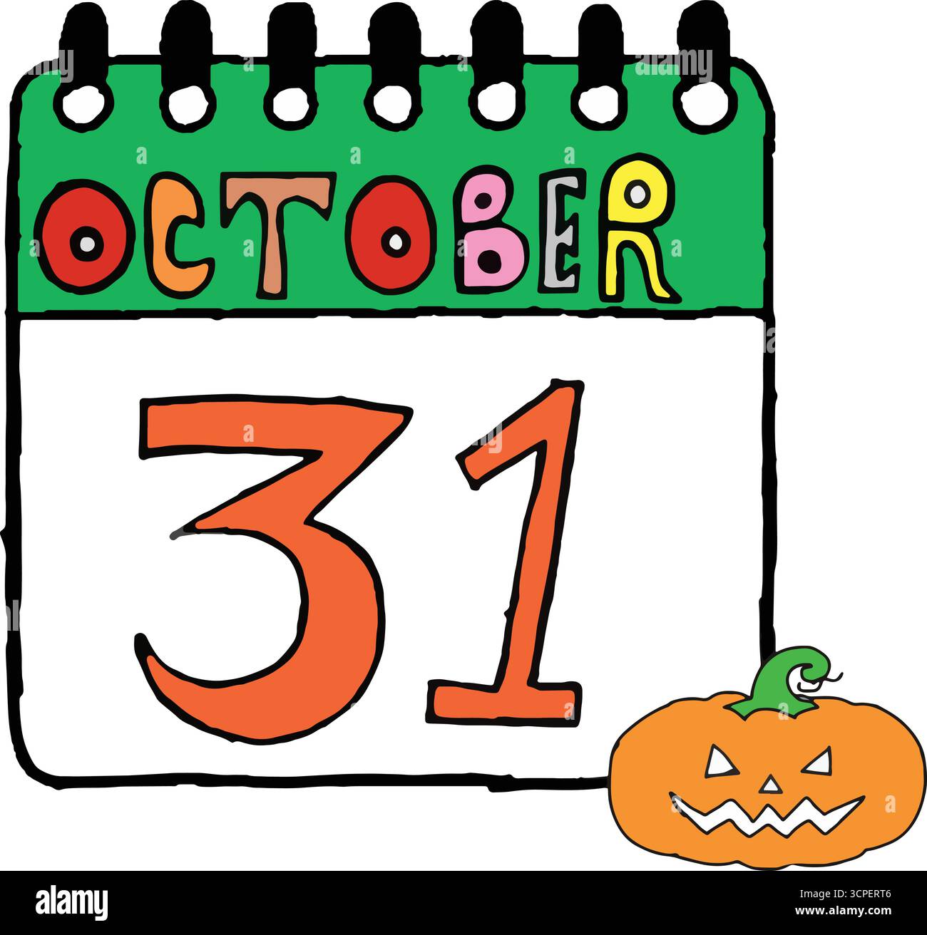 October 31 Calendar with Halloween Pumpkin Vector Illustration Stock ...