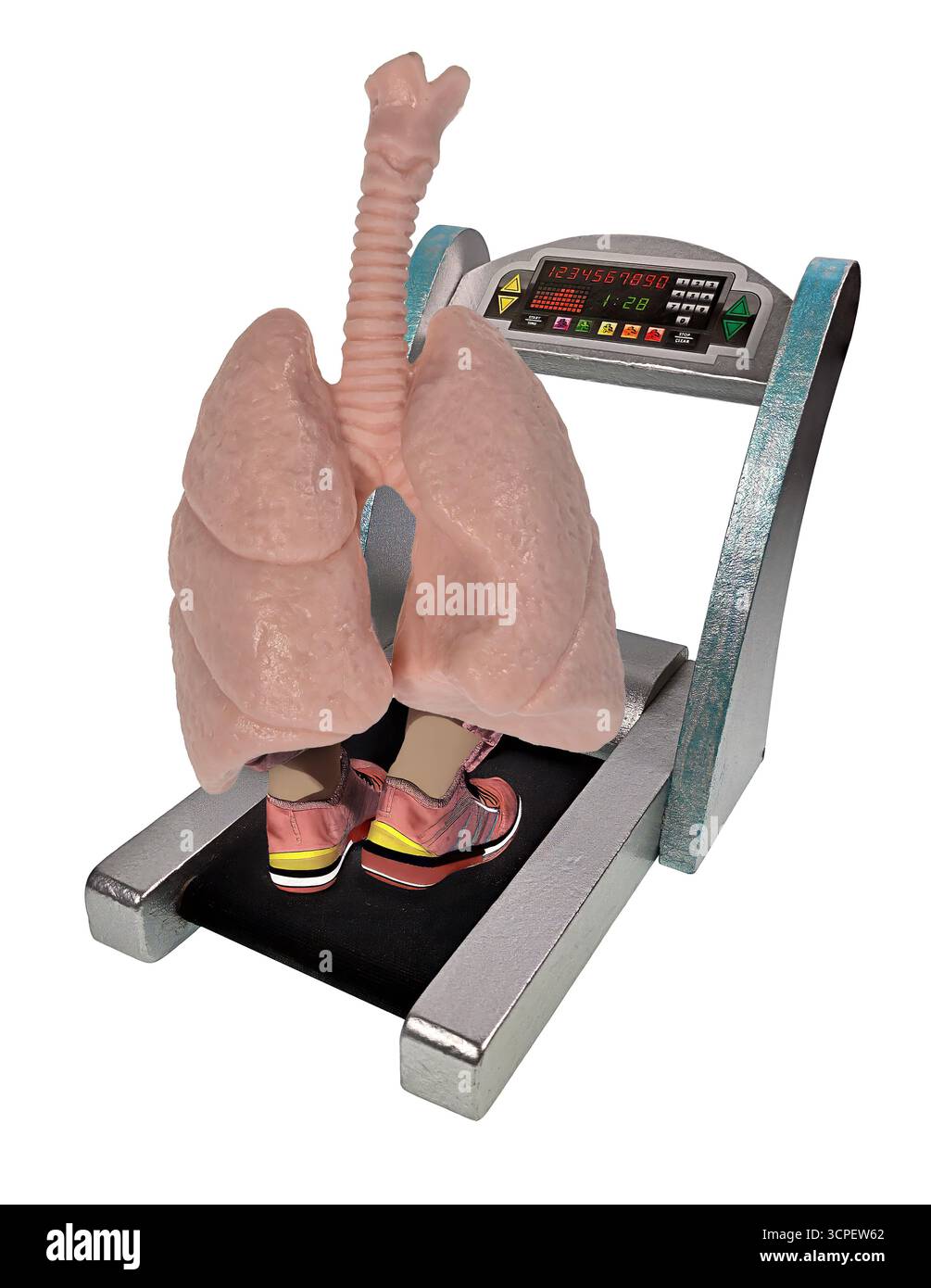 When your lungs are overworked shown by lungs running on a treadmill ...