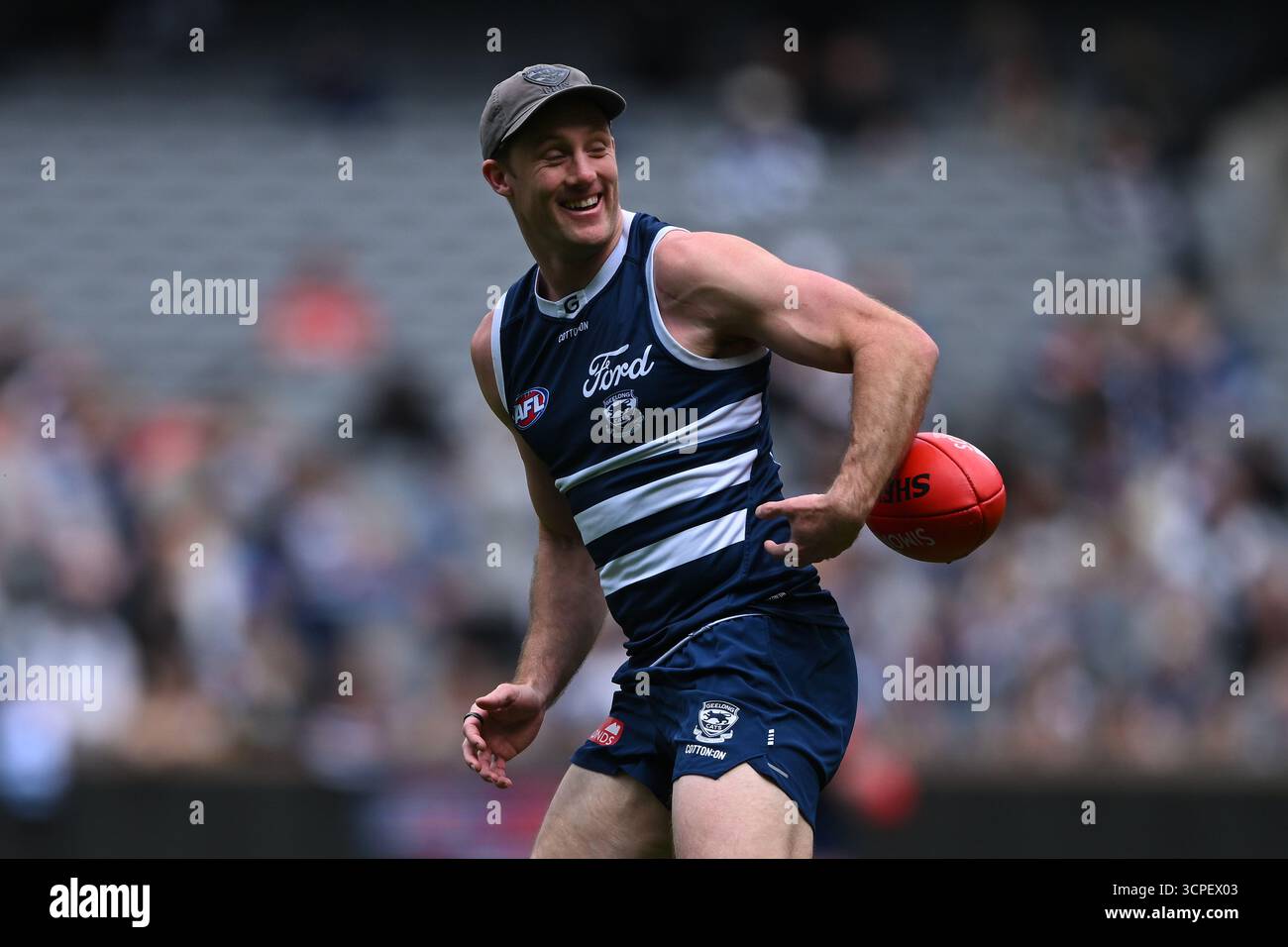 Jed Bews of Geelong during a Geelong Cats Captains run at the MCG in ...