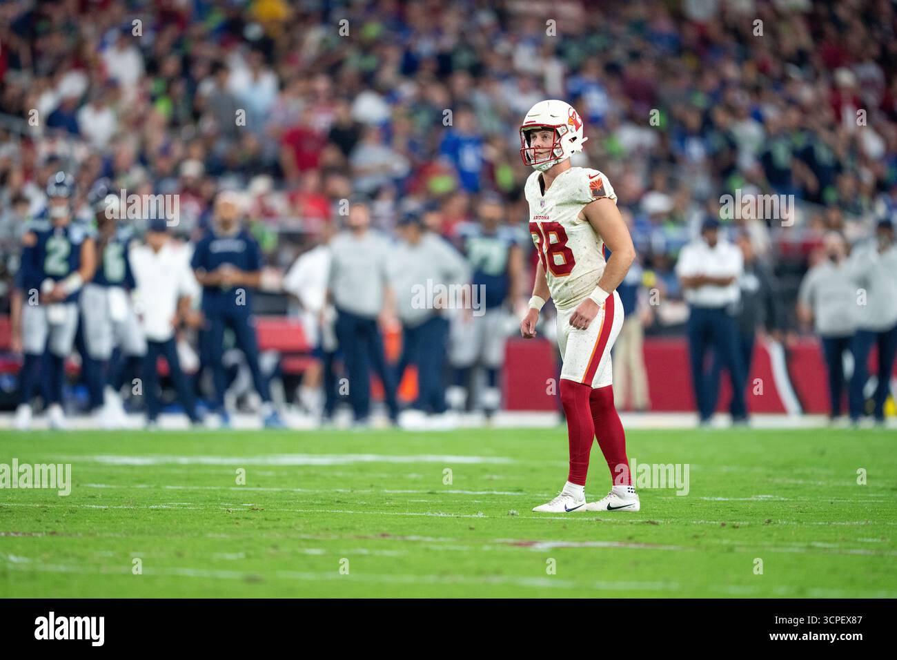 Arizona Cardinals kicker Chad Ryland (38) looks up during a NFL ...