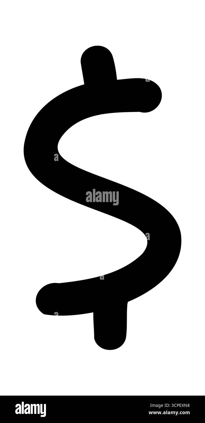 Hand-drawn doodle dollar sign icon simple cute sketch money finance ...