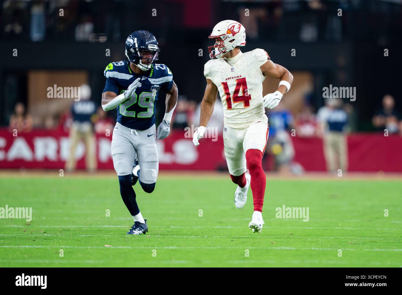 Seattle Seahawks cornerback Josh Jobe (29) and Arizona Cardinals wide ...