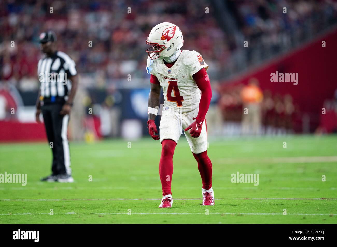 Arizona Cardinals wide receiver Greg Dortch (4) prepares for a play ...