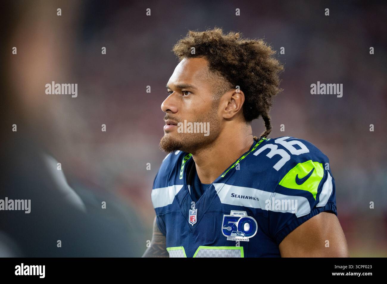 Seattle Seahawks running back George Holani (36) looks on during a NFL ...