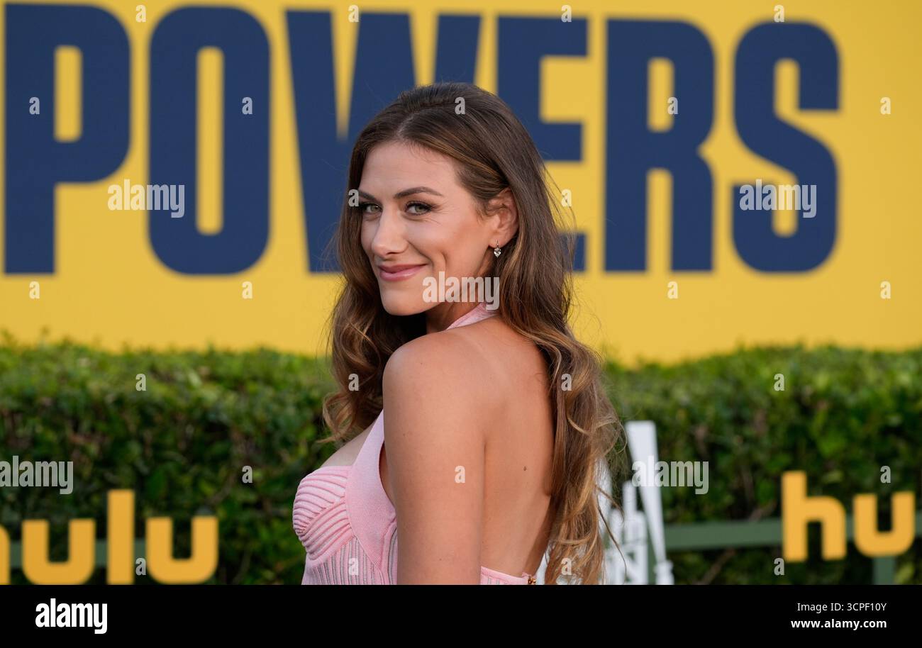 Perry Mattfeld arrives at the premiere of the Hulu series "Chad Powers ...