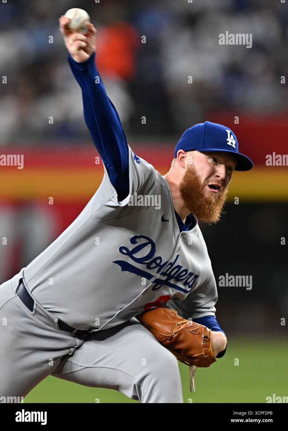 Los Angeles Dodgers' pitcher Will Klein throws a pitch in the eighth ...