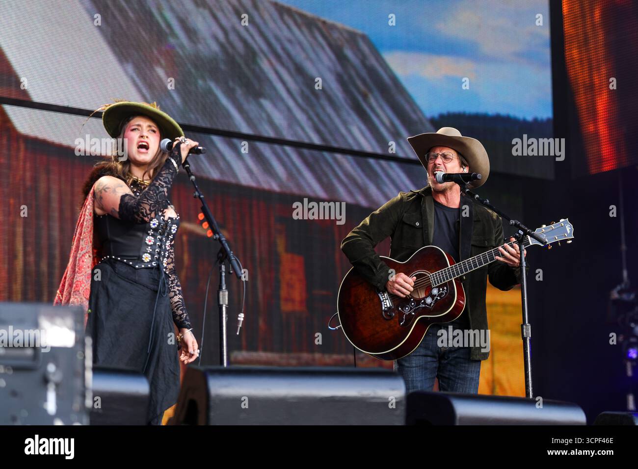 Sierra Ferrell and Lukas Nelson perform during the Farm Aid 40 Music ...