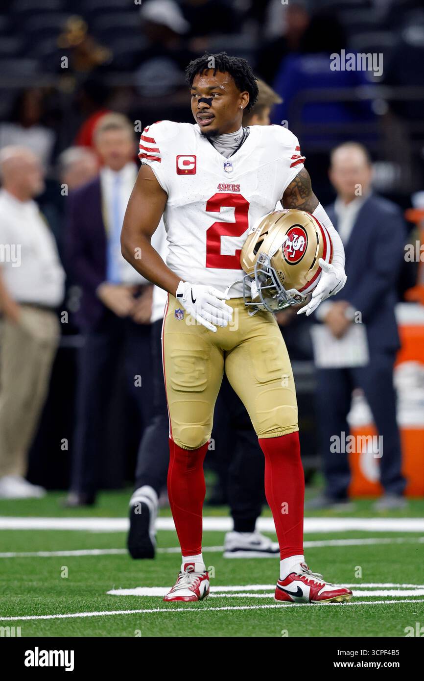 San Francisco 49ers cornerback Deommodore Lenoir (2) warms up before an ...