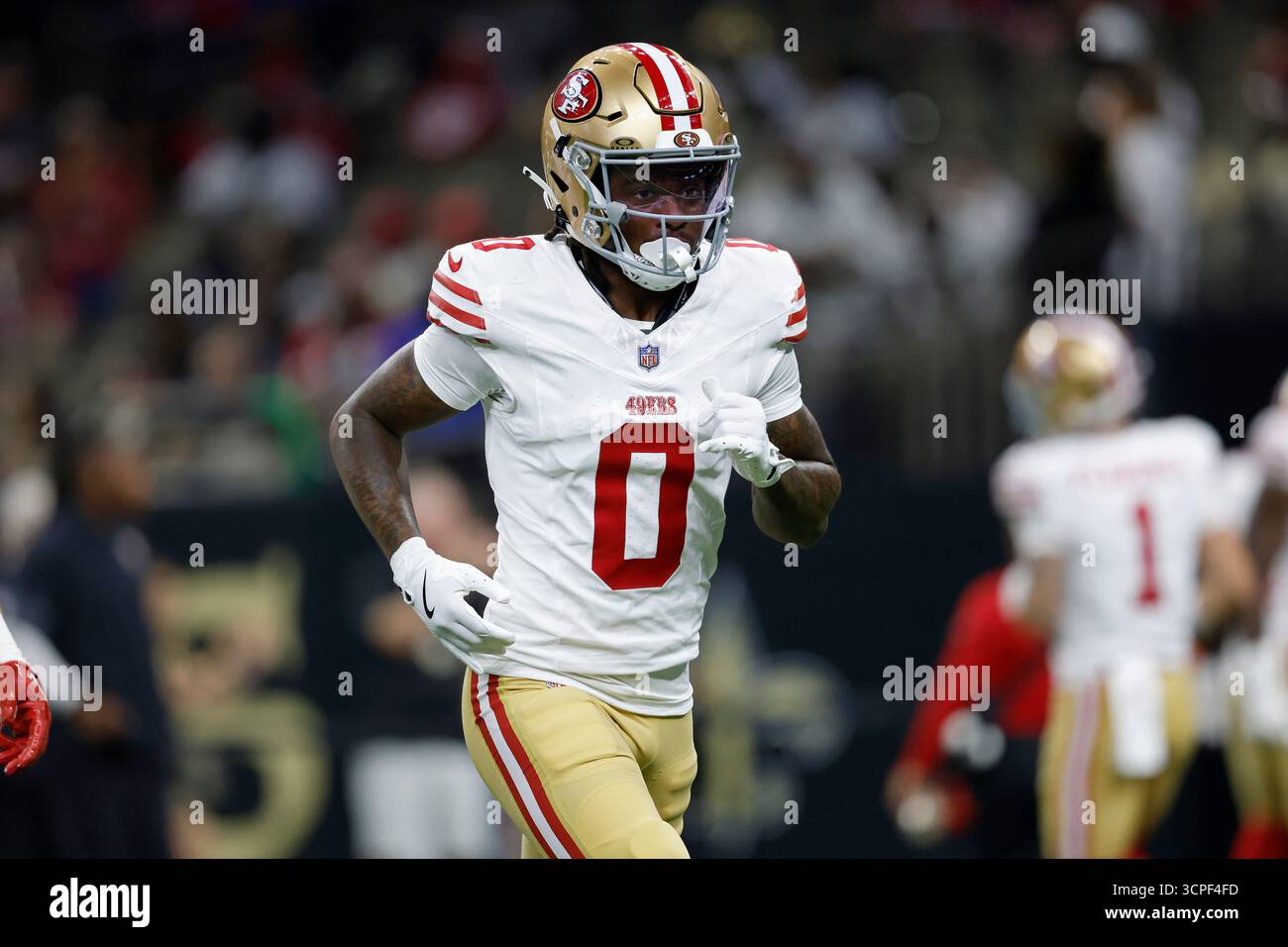 San Francisco 49ers cornerback Renardo Green (0) warms up before an NFL ...