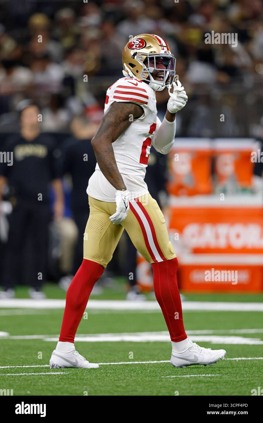 San Francisco 49ers safety Jason Pinnock (25) reacts during an NFL ...