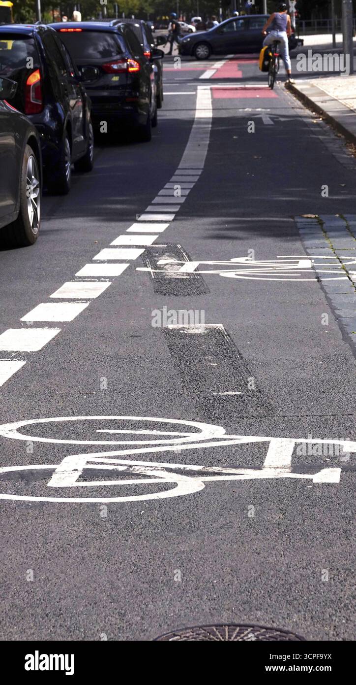 Bicycle, path, marking, Germany Stock Photo - Alamy