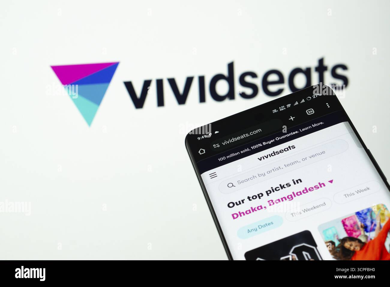 Dhaka, Bangladesh- 03 July 2025: Smartphone displaying VividSeats web ...