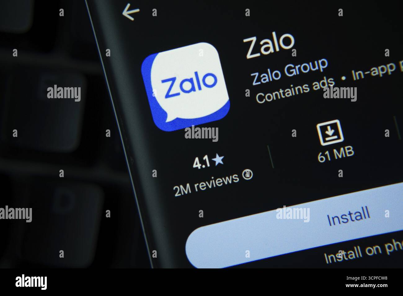 Dhaka, Bangladesh- 27 July 2025: Zalo app from Google Playstore is ...