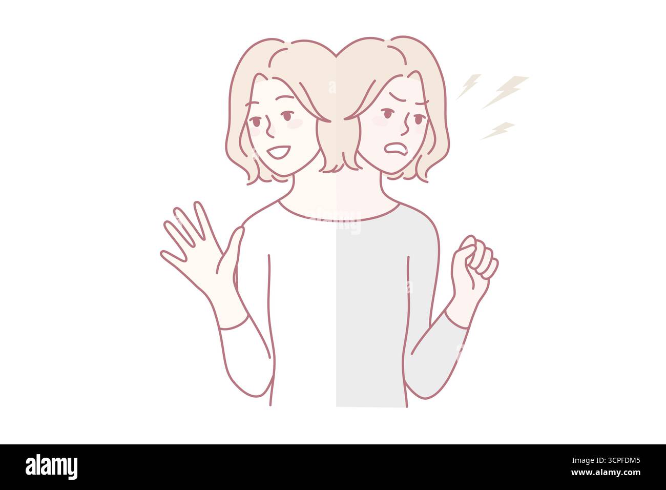 Woman suffer from bipolar disorder. Emotional girl struggle with mood ...