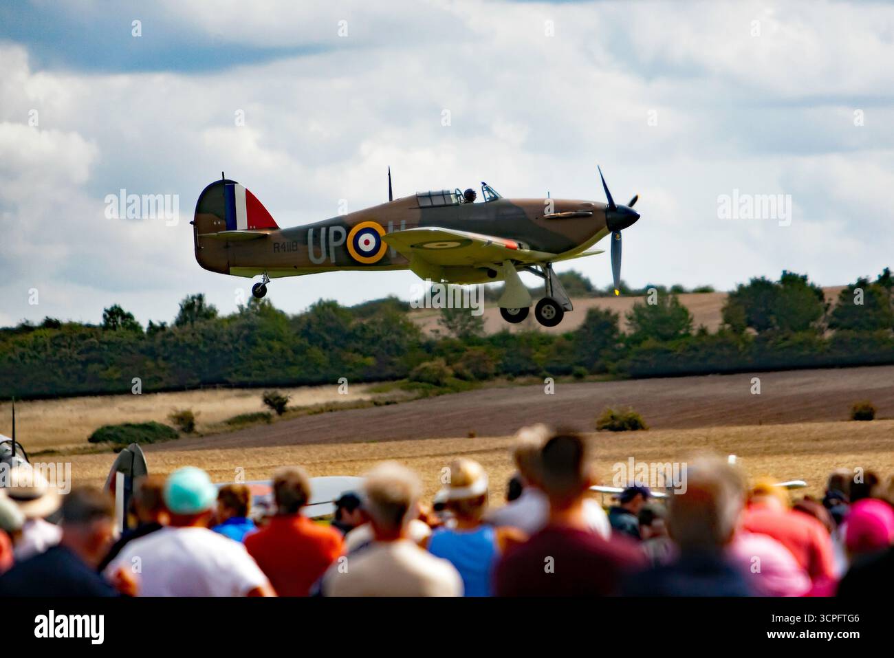 A 1940, Hawker Hurricane Mk1, R4118, taking off to start its display ...