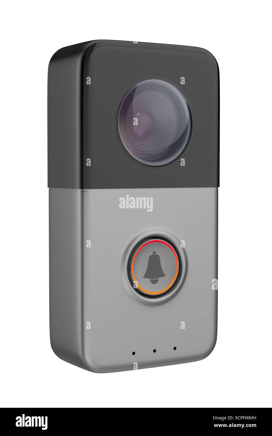 Smart doorbell isolated on white background Stock Photo - Alamy