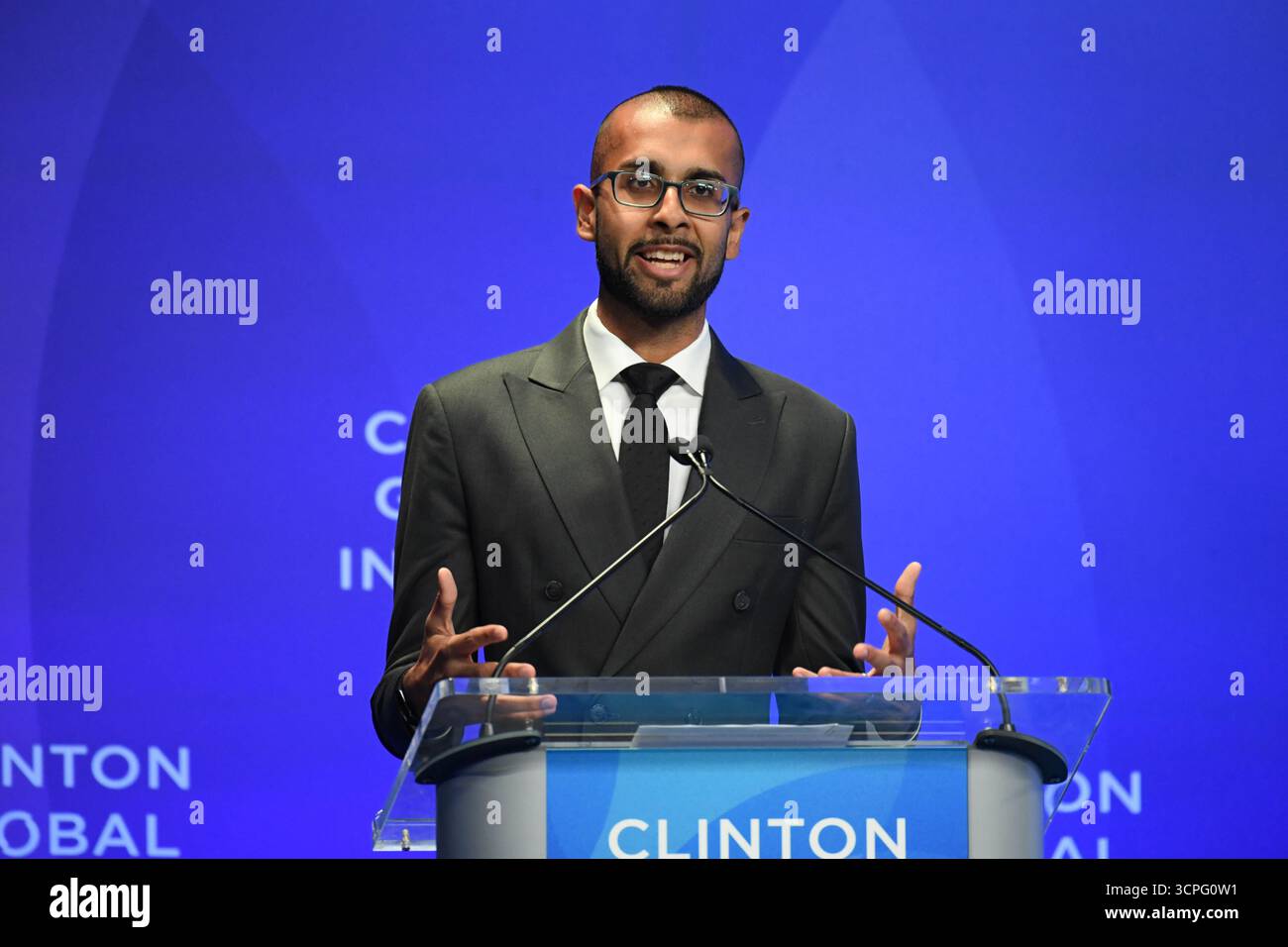 Samir Goel onstage at the Clinton Global Initiative 2025 Annual Meeting ...