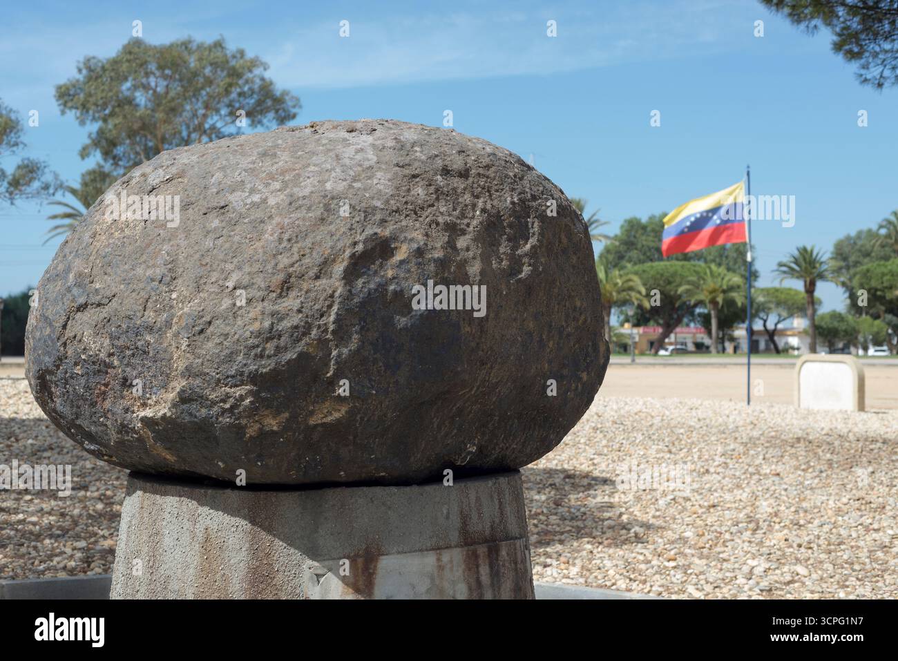 The Rábida Stone near the caravel dock, a historic monument ...