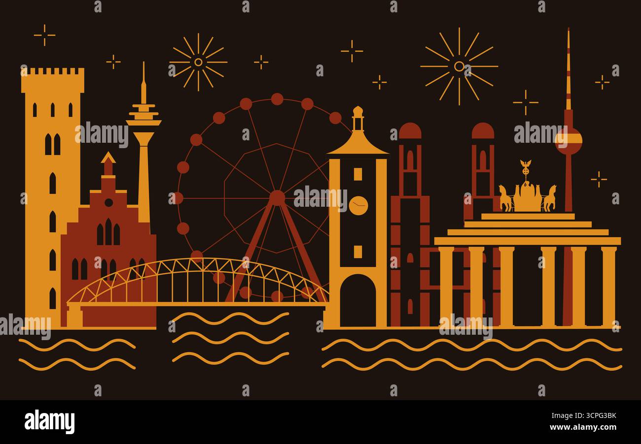 Travel germany landmarks skyline Stock Vector Images - Alamy