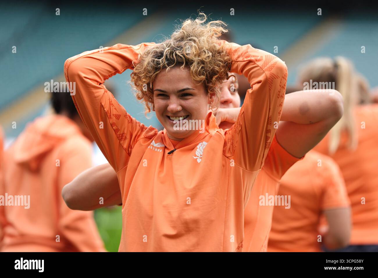 England's Ellie Kildunne during the team run at the Allianz Stadium ...