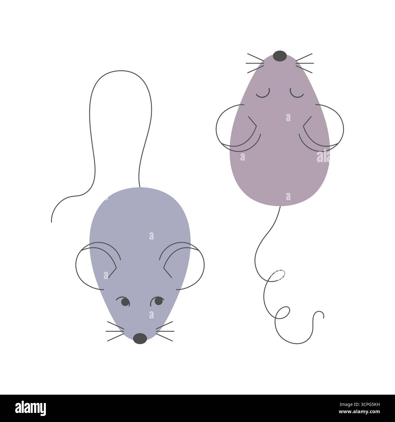 Cute doodle mice characters. Mice isolated on white background. Vector ...