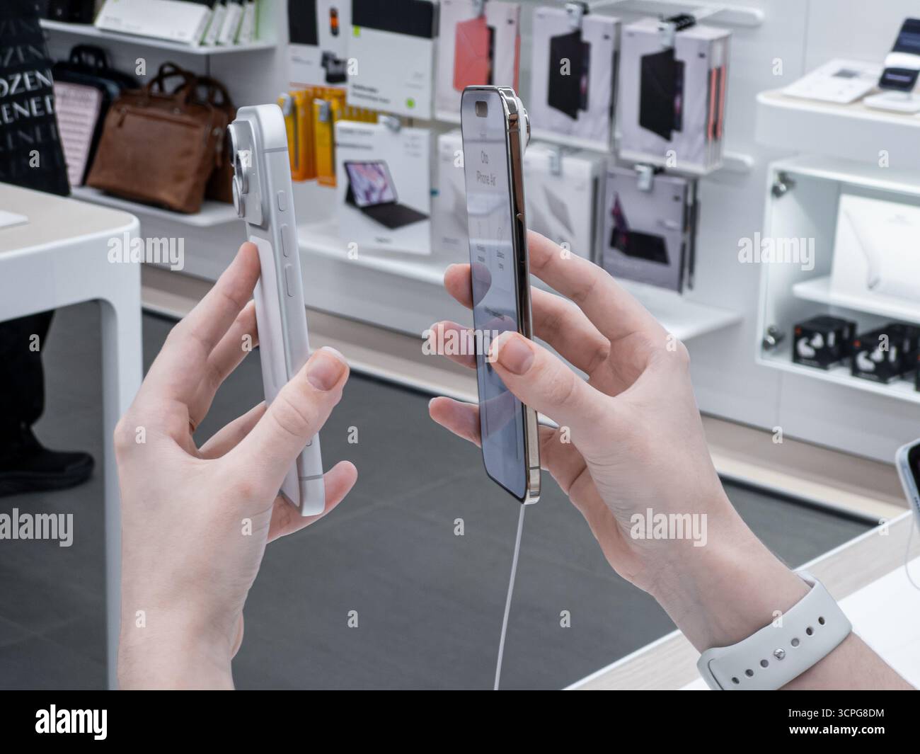 Poznan, Poland - September 20, 2025: Close-up of hands holding iPhone ...