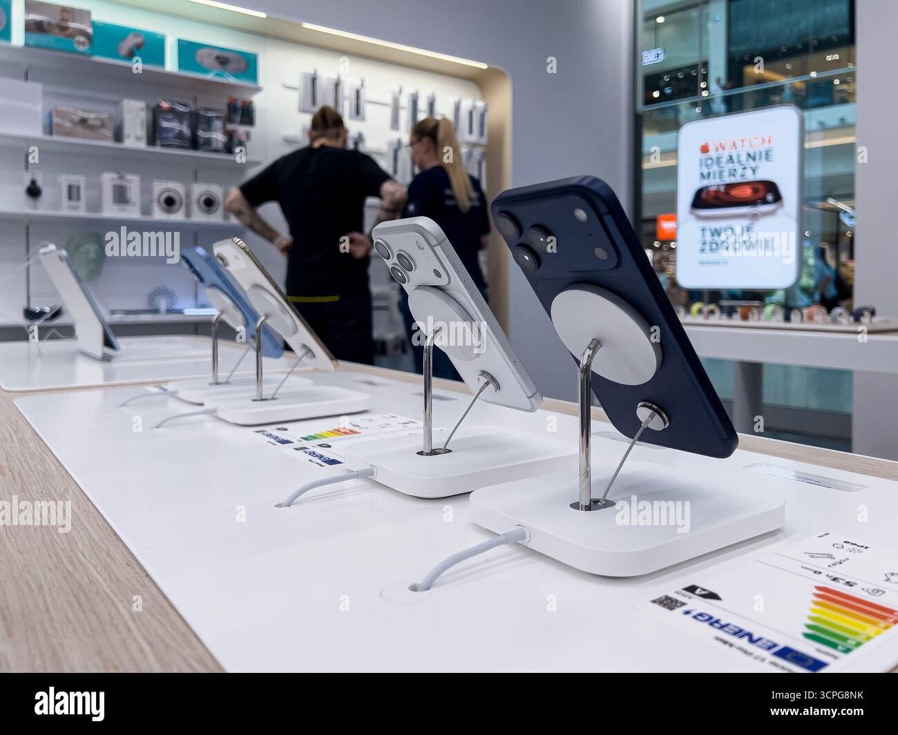 Poznan, Poland - September 20, 2025: Multiple iPhone 17 Pro units stand ...