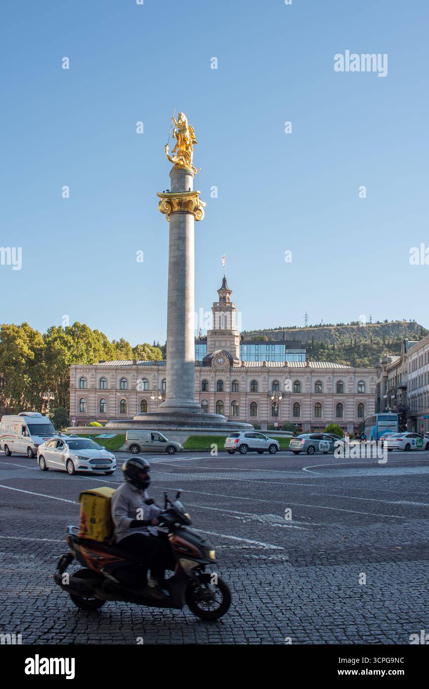 Freedom square with St. George Statue dedicated to the freedom and ...