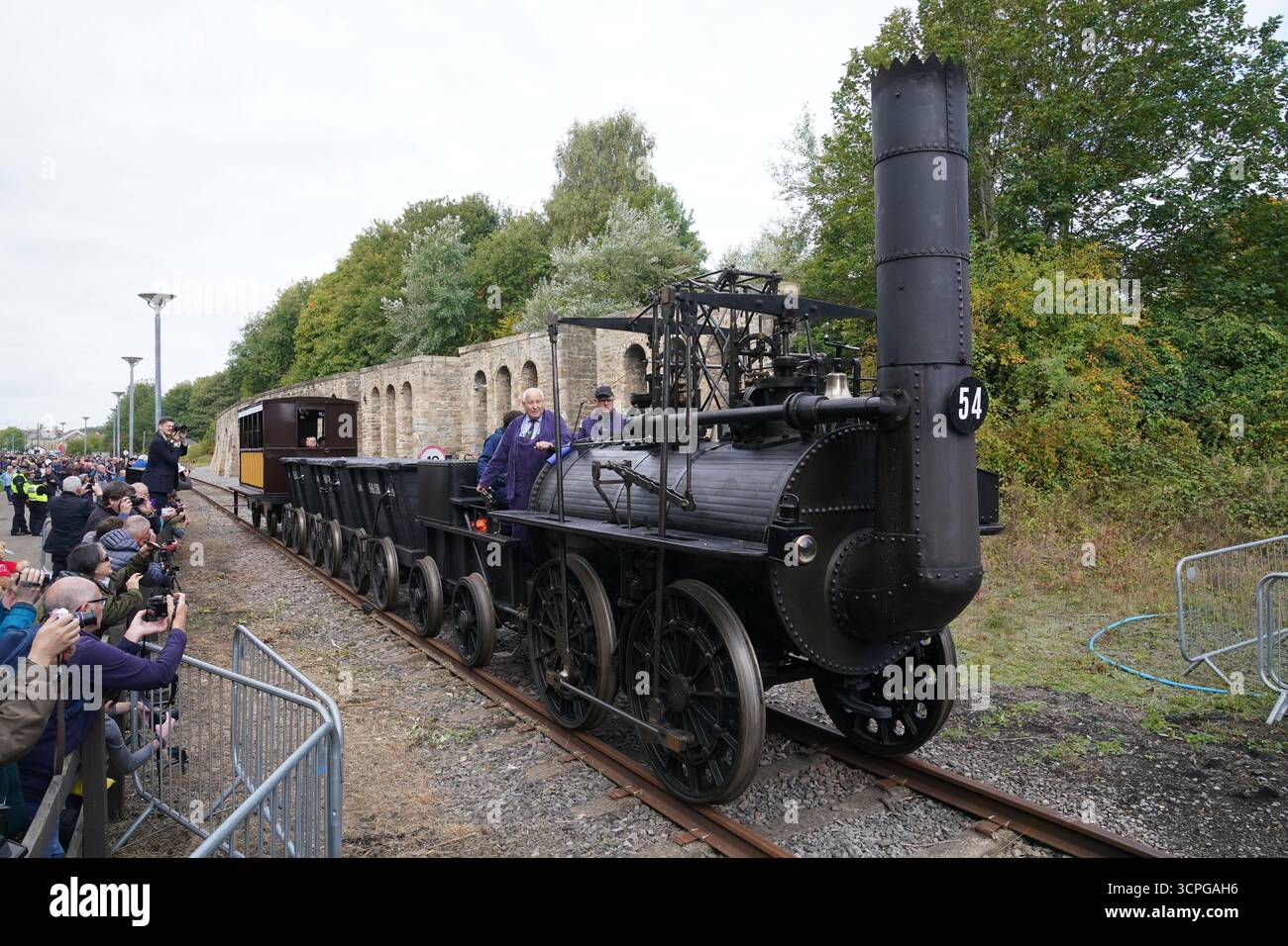Replica Locomotion No1 on its first official journey in 200 years from ...