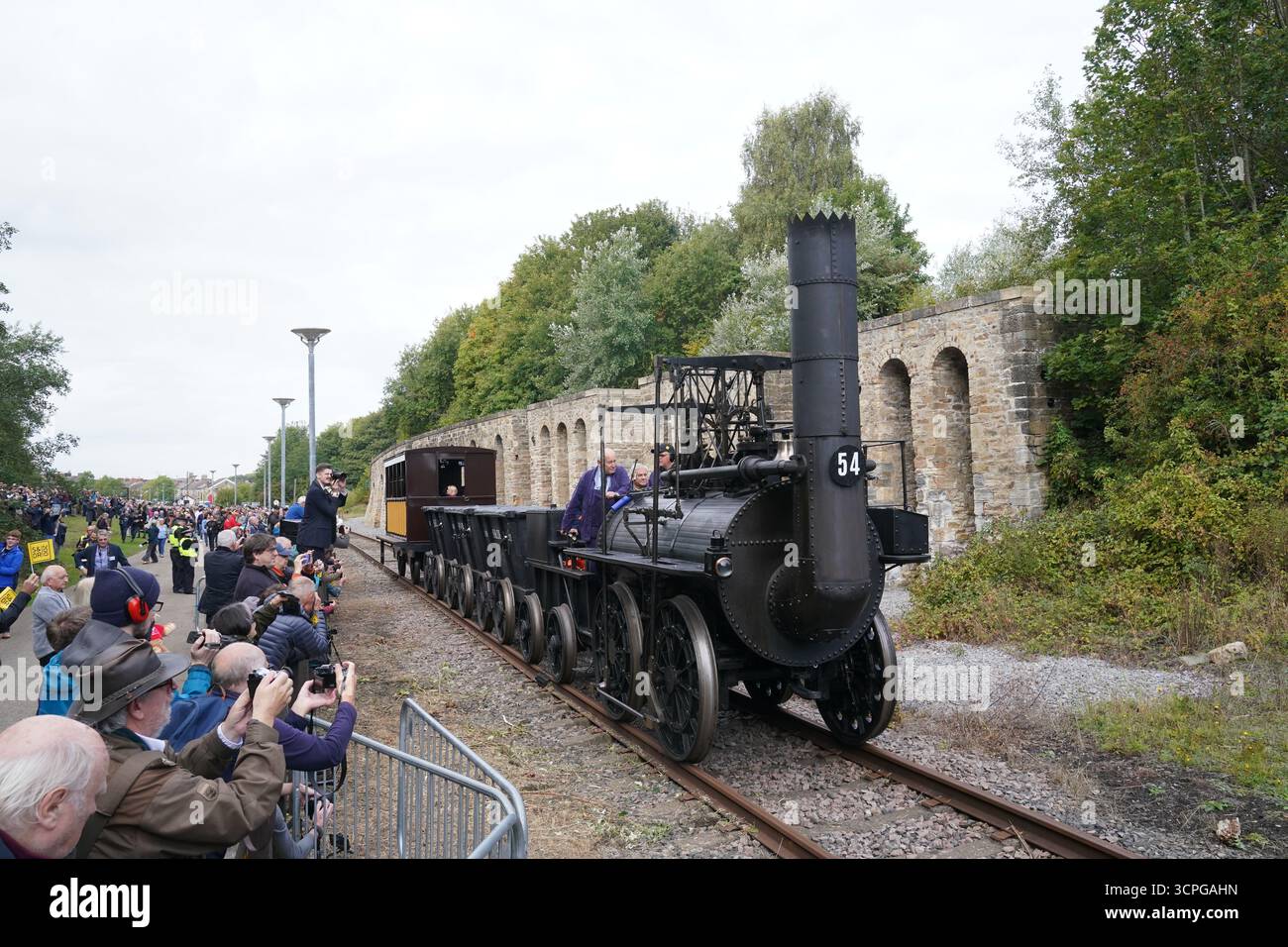 Replica Locomotion No1 on its first official journey in 200 years from ...