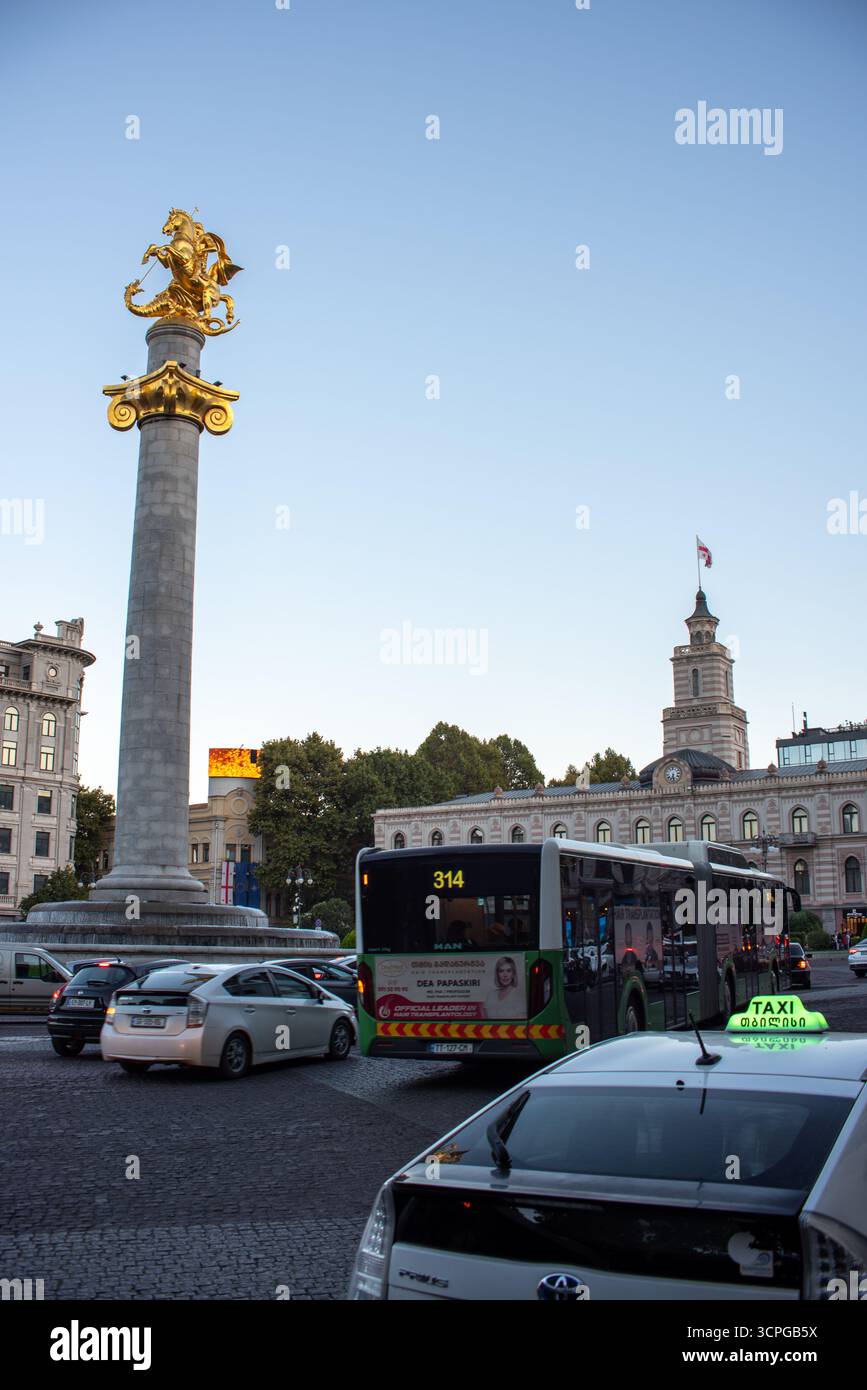 Freedom square with St. George Statue dedicated to the freedom and ...