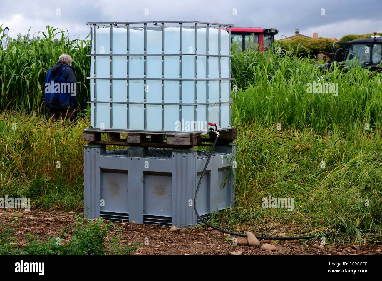 A water reservoir seen in a field at the Tech et Bio international ...