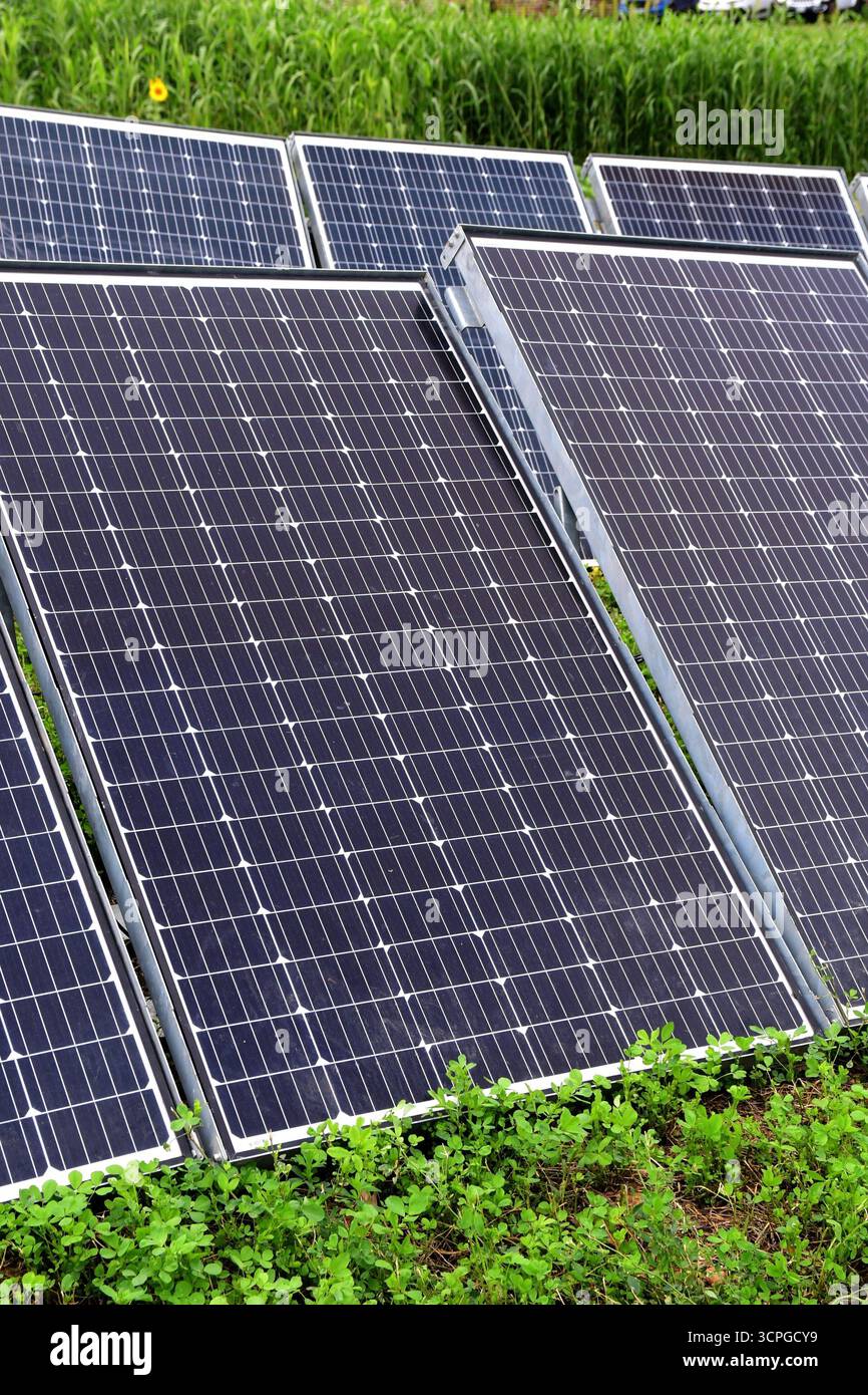 Photovoltaic panels seen at the Tech et Bio international agricultural ...