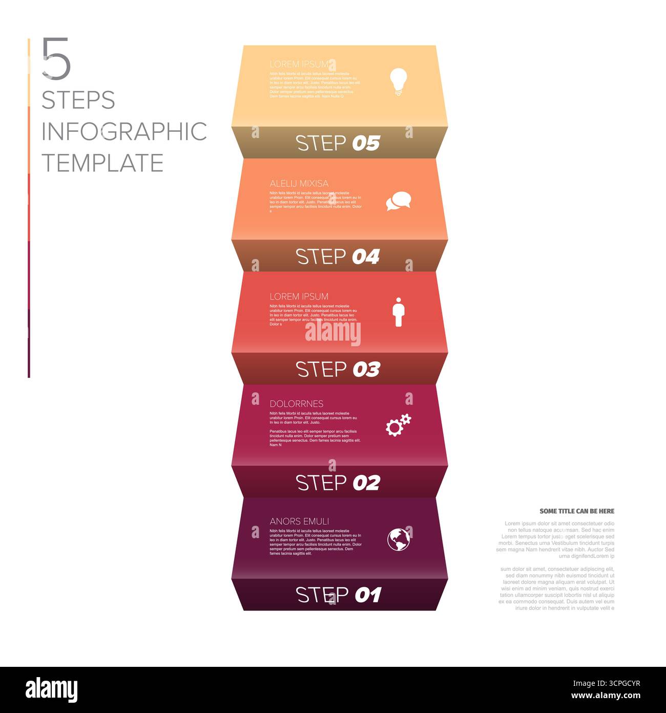 A dynamic 5-step infographic template in a staircase design, perfect ...