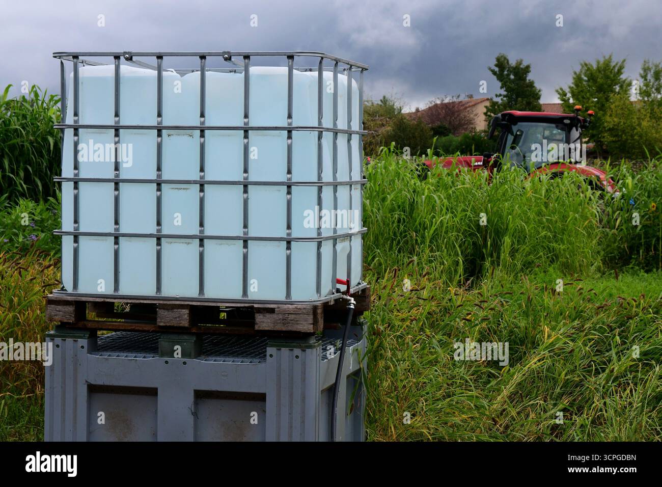 A water reservoir seen in a field at the Tech et Bio international ...