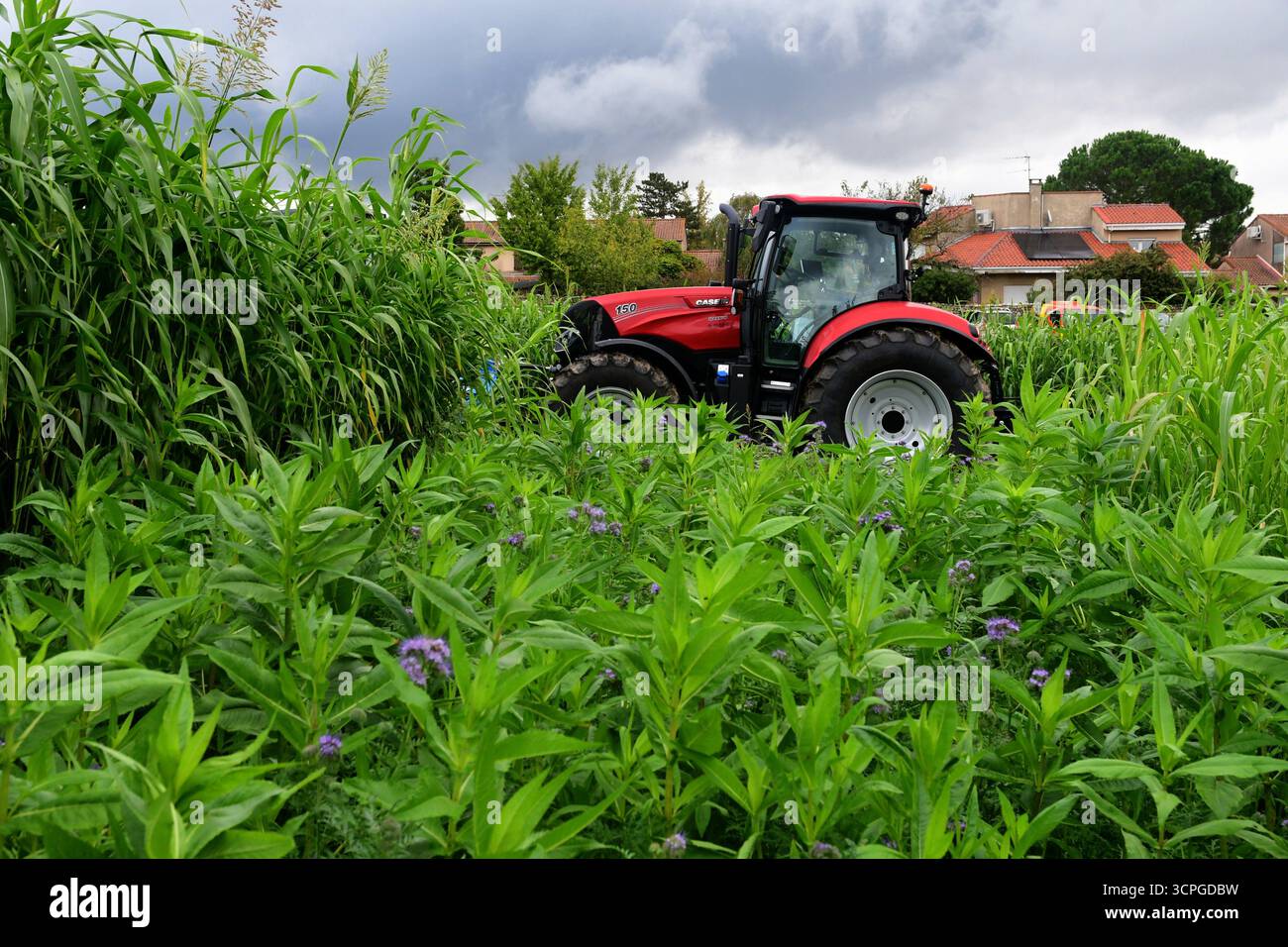 A tractor seen in the middle of a field at the Tech et Bio ...