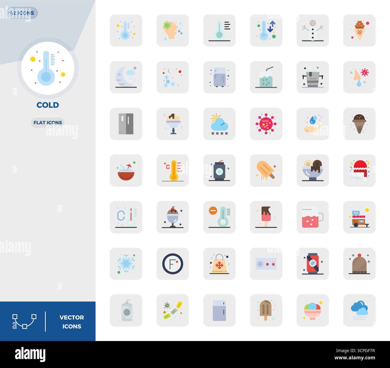 High-performance collection of 42 Flat vector icons for Cold ...