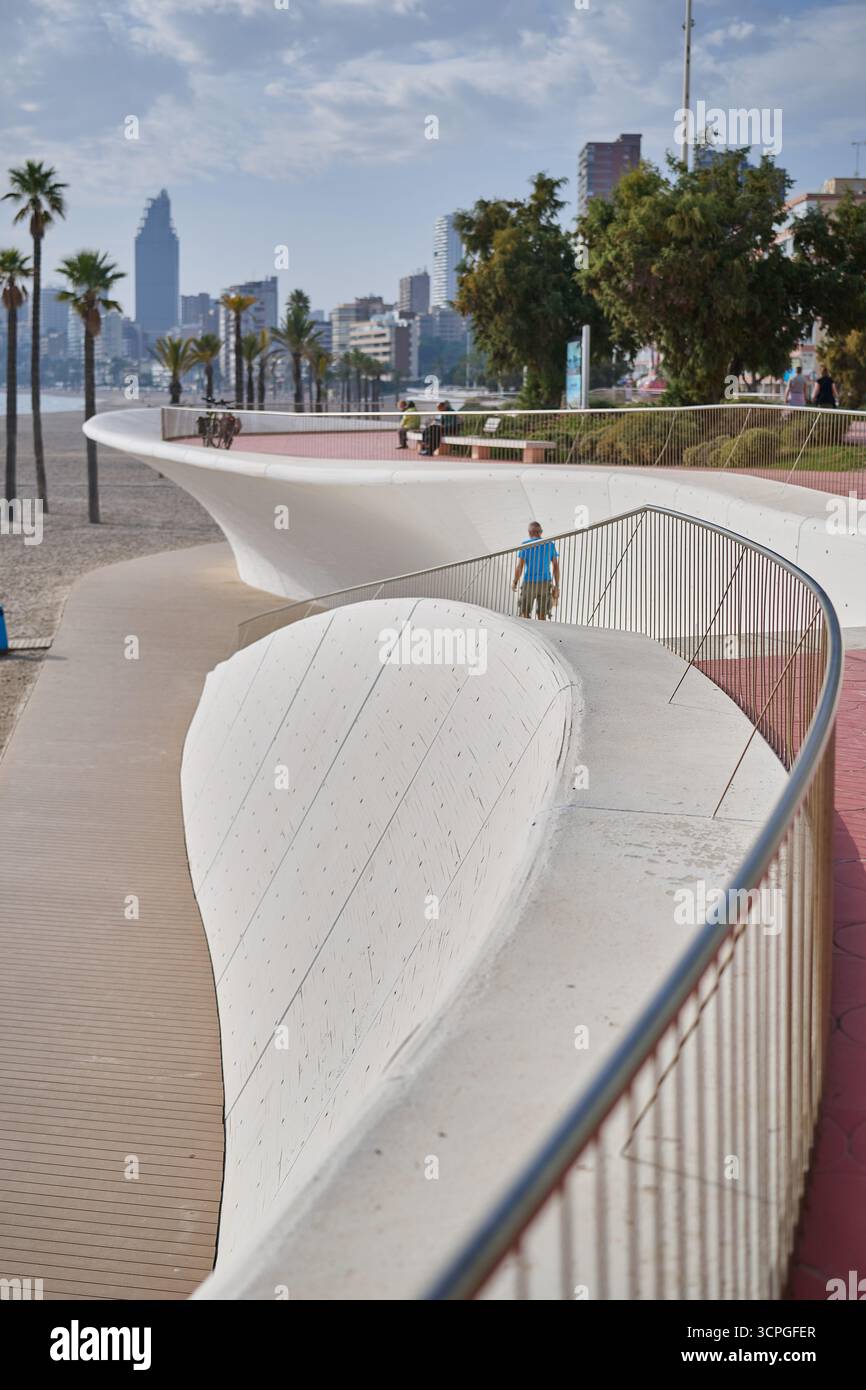 Curved modern promenade architecture city skyline view contemporary ...